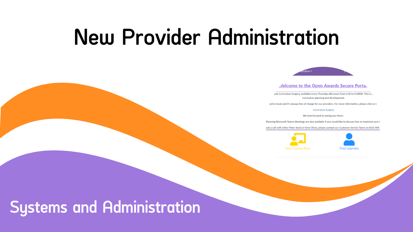 New Provider Administration | Open Awards